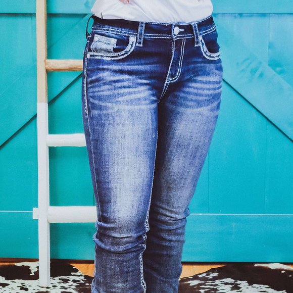 Unbranded | Jeans | Sky Blue Western Fashion Bull Skull Embroidered ...